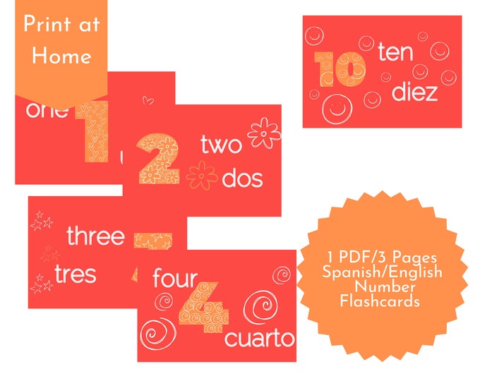 Tarjetas de números imprimibles para niños, del 1 al 10 inglés-español ...