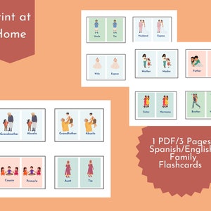 11 Bilingual Printable Flashcards: English and Spanish Family Learn ...