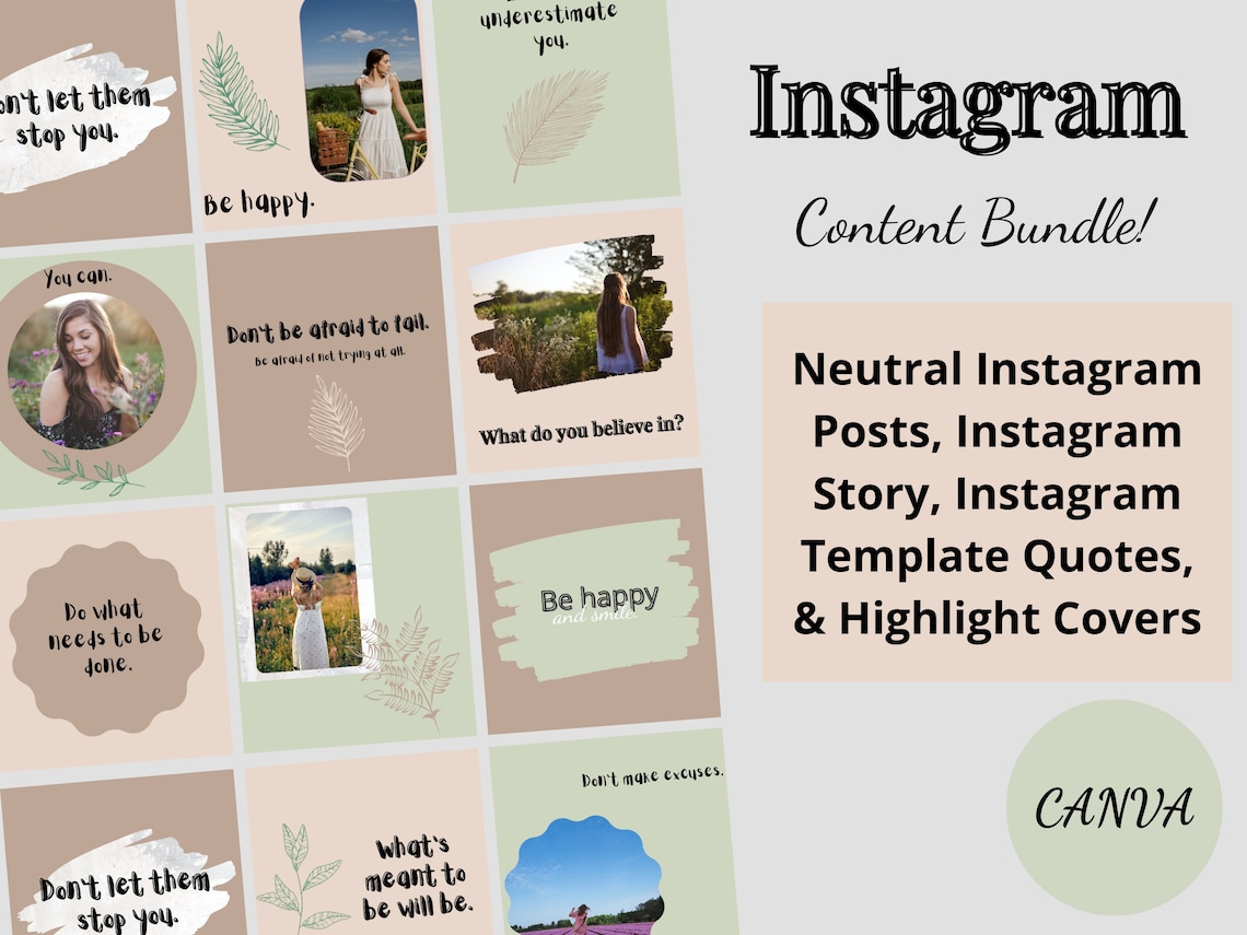 Neutral Instagram Template Instagram Template Quotes - Etsy