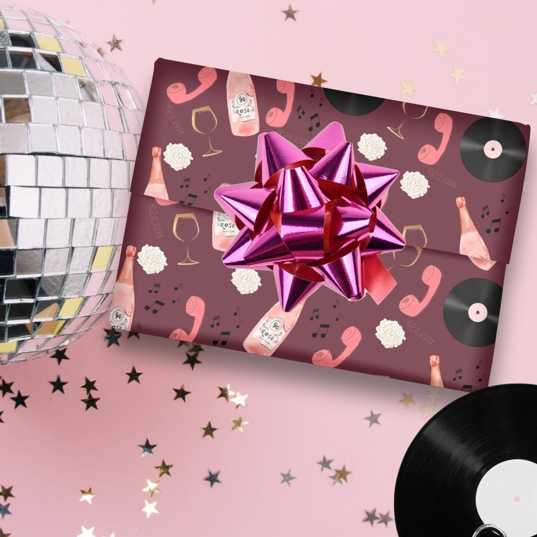 Maroon Gift Wrapping Paper, Wine Lovers Wrapping Paper, Carnation ...