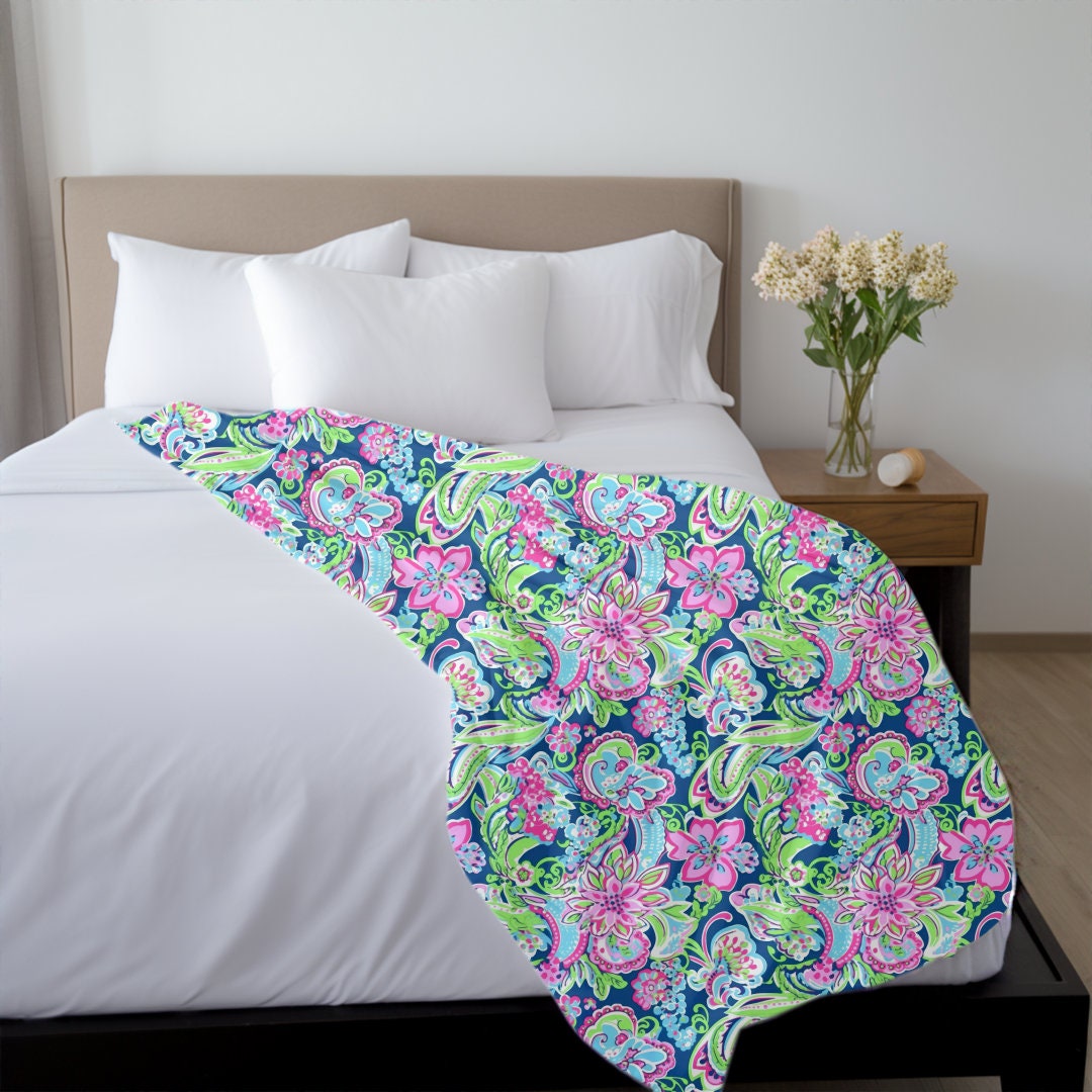 Preppy Paisley Print Blanket, Preppy Room Decor, Preppy Blanket ...