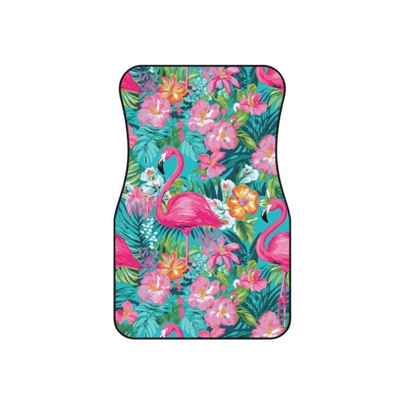 Tropical Flamingo and Hibiscus Car Mats, Tropical Floor Mats, Summer ...