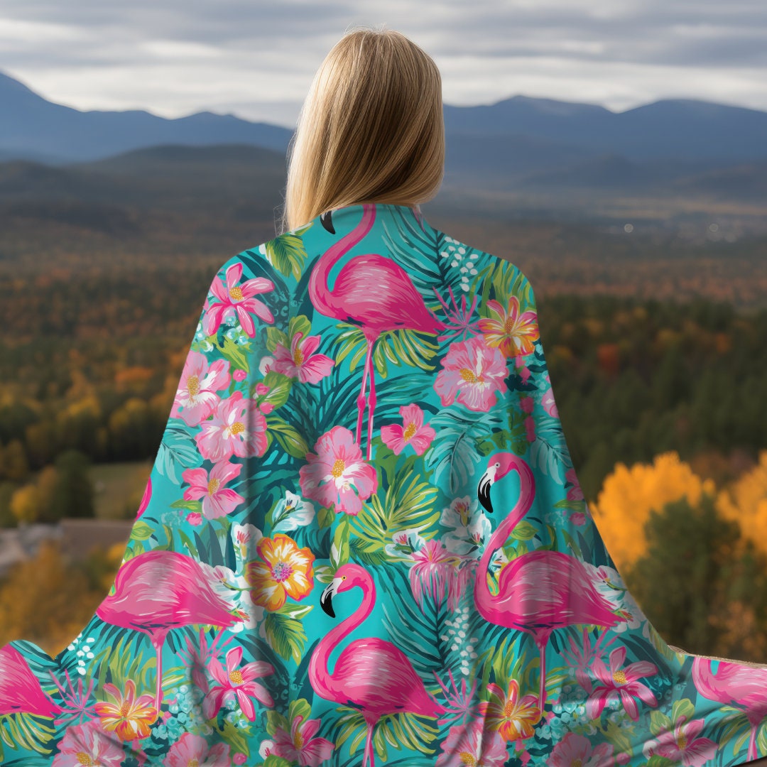 Tropical Flamingo Throw Blanket, Flamingo Throw Blanket, Beachy Decor ...