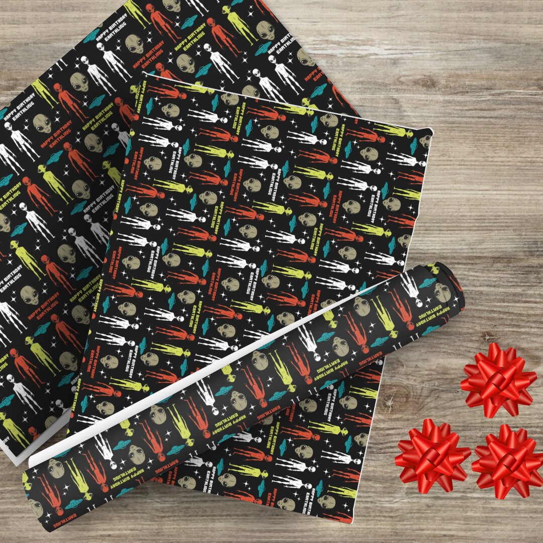 Alien Wrapping Paper, Custom Wrapping Paper, Sci Fi Wrapping Paper ...