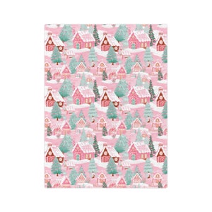 Pink Gingerbread House Throw Blanket, Cute Pink Christmas Blanket, Pink ...