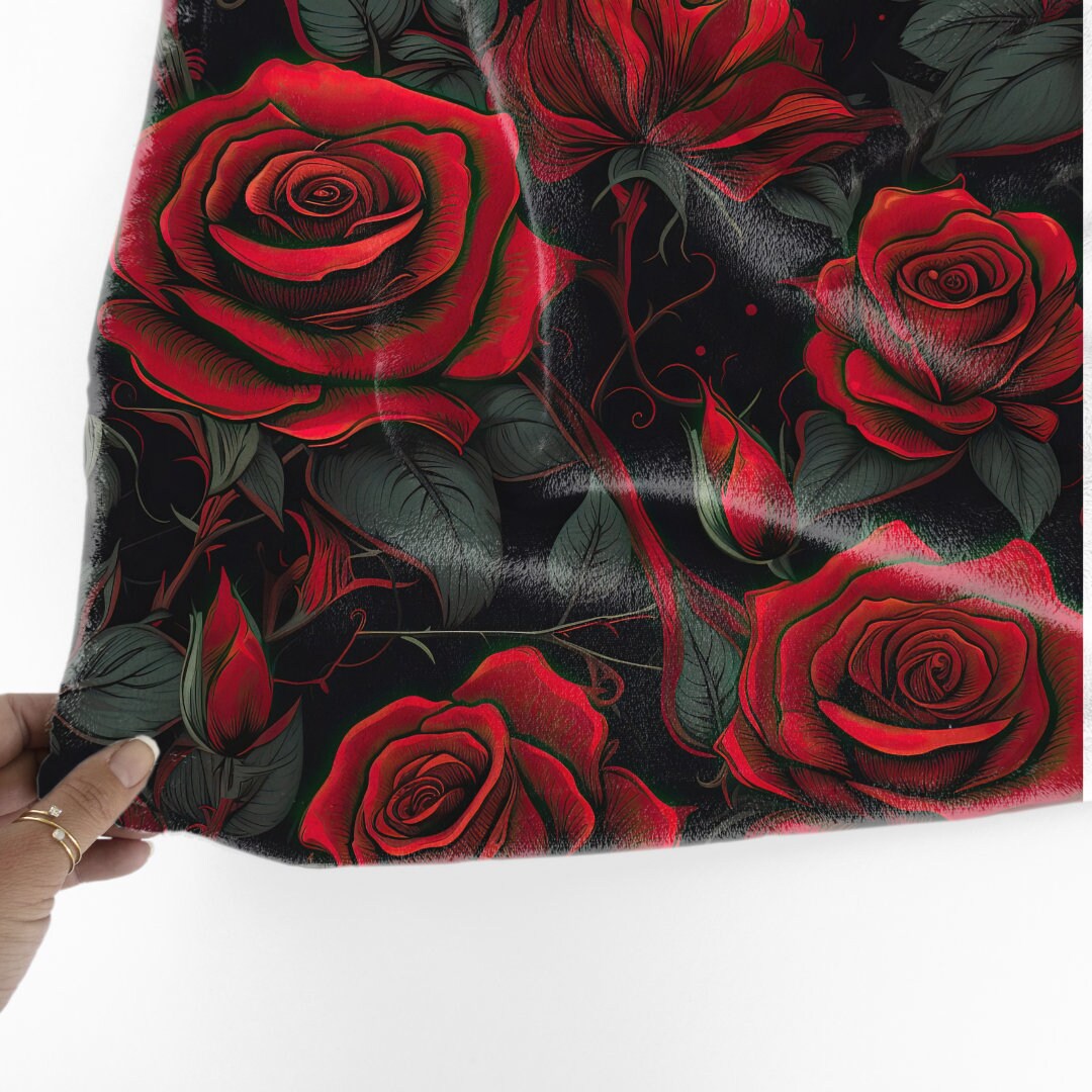 Dark Romantic Red Rose Plush Fleece Throw Blanket - Etsy