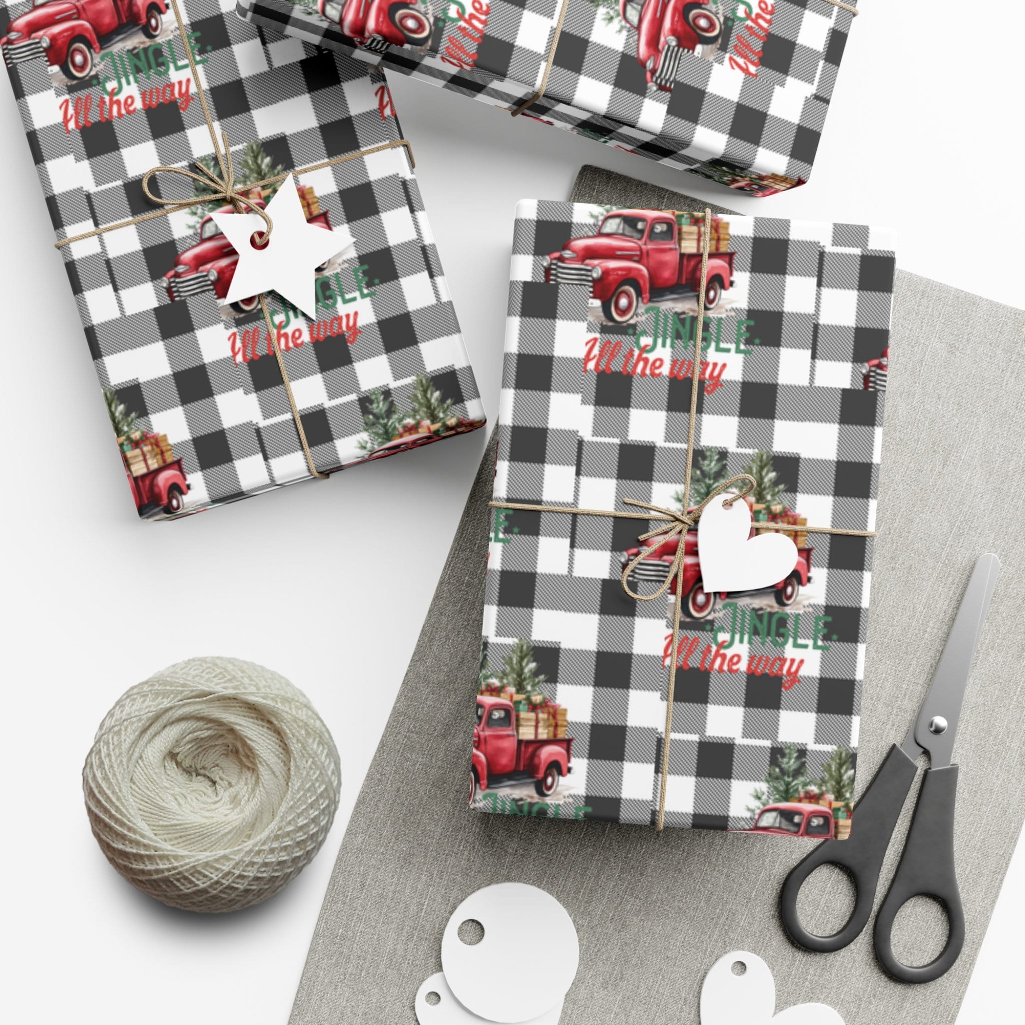 Buffalo Plaid Wrapping Paper, Farm Truck Wrapping Paper, Farmhouse ...