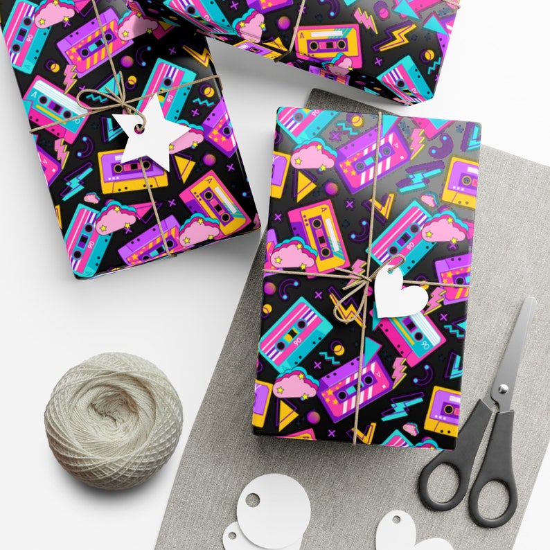 Retro 90s Wrapping Paper, 90s Theme Wrapping Paper, 90s Party Decor ...