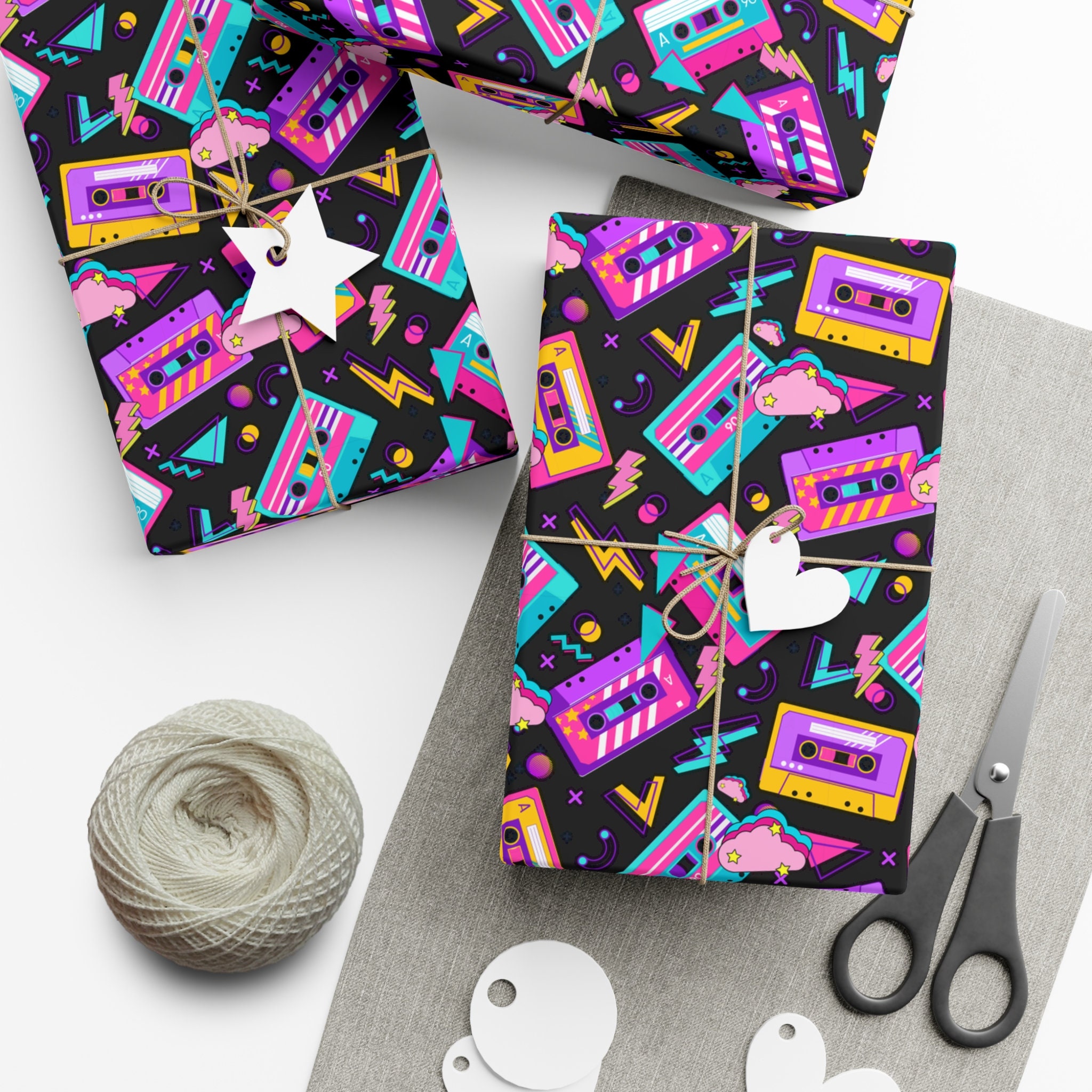Retro 90s Wrapping Paper, 90s Theme Wrapping Paper, 90s Party Decor ...