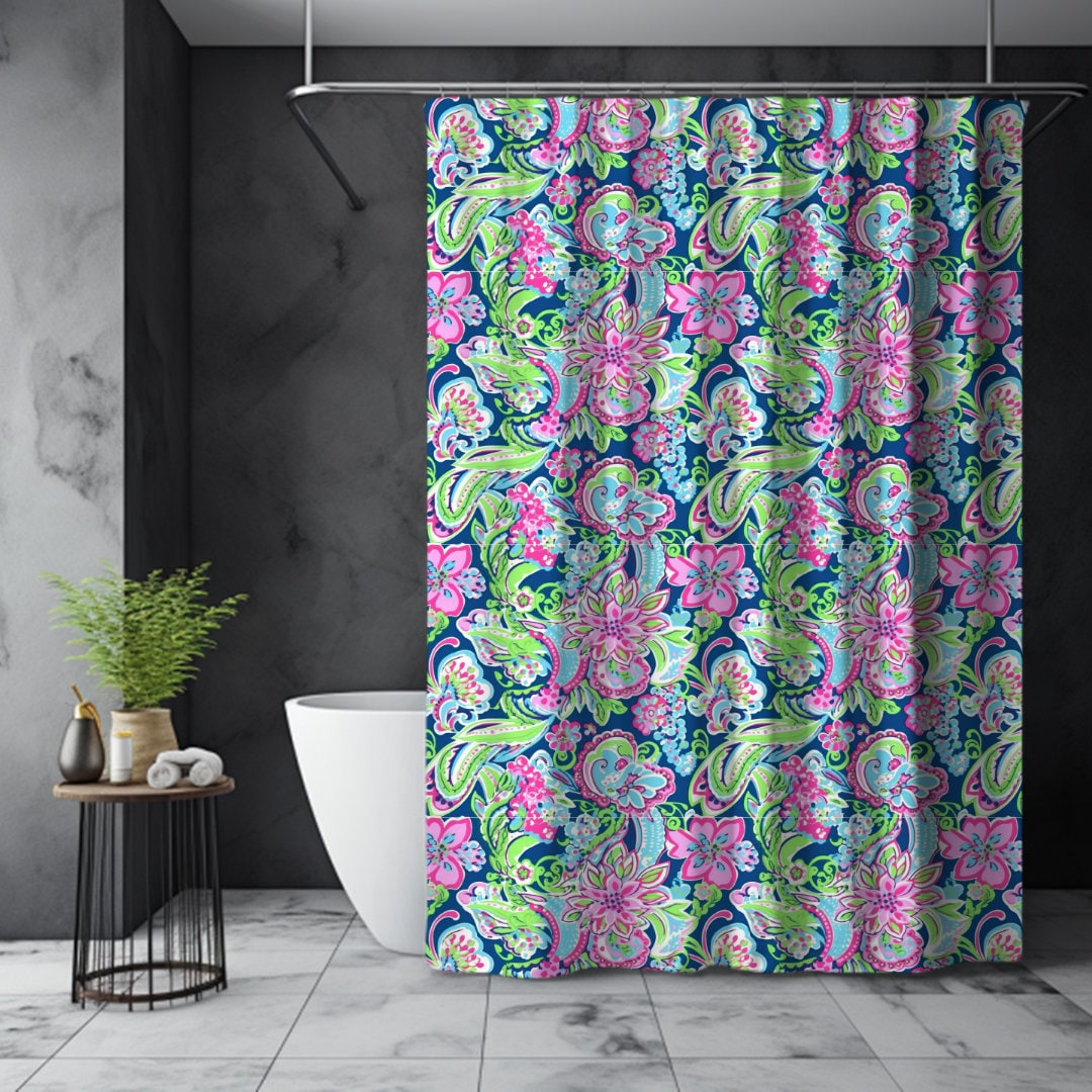 Preppy Tropical Print Shower Curtain, Preppy Paisley Shower Curtain ...