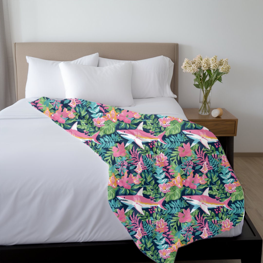 Preppy Home Decor, Preppy Room Decor, Coastal Blanket, Shark Theme ...