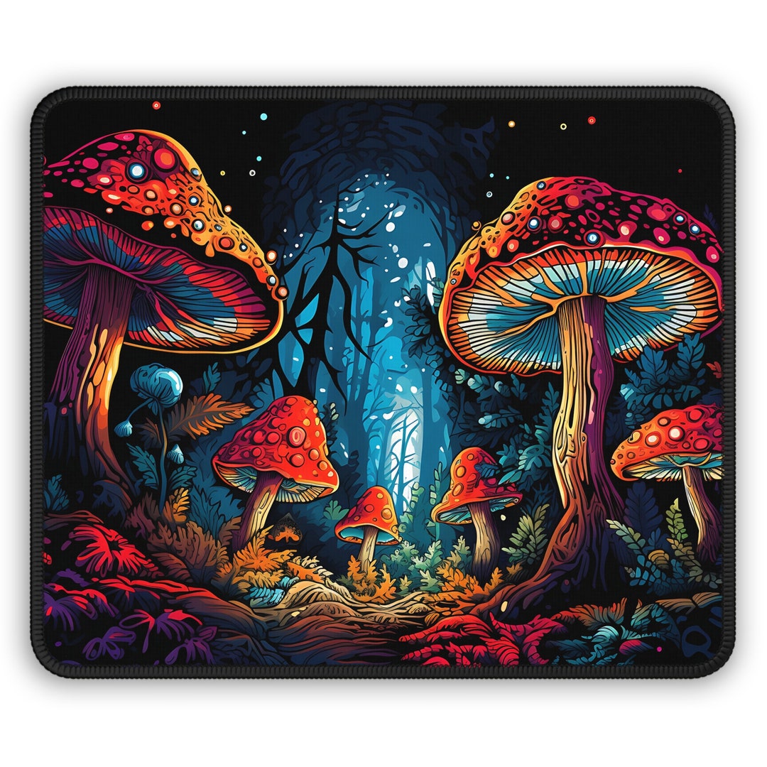 Trippy Psychedelic Mushroom Gaming Mouse Pad, Trippy Hippie Mushroom ...