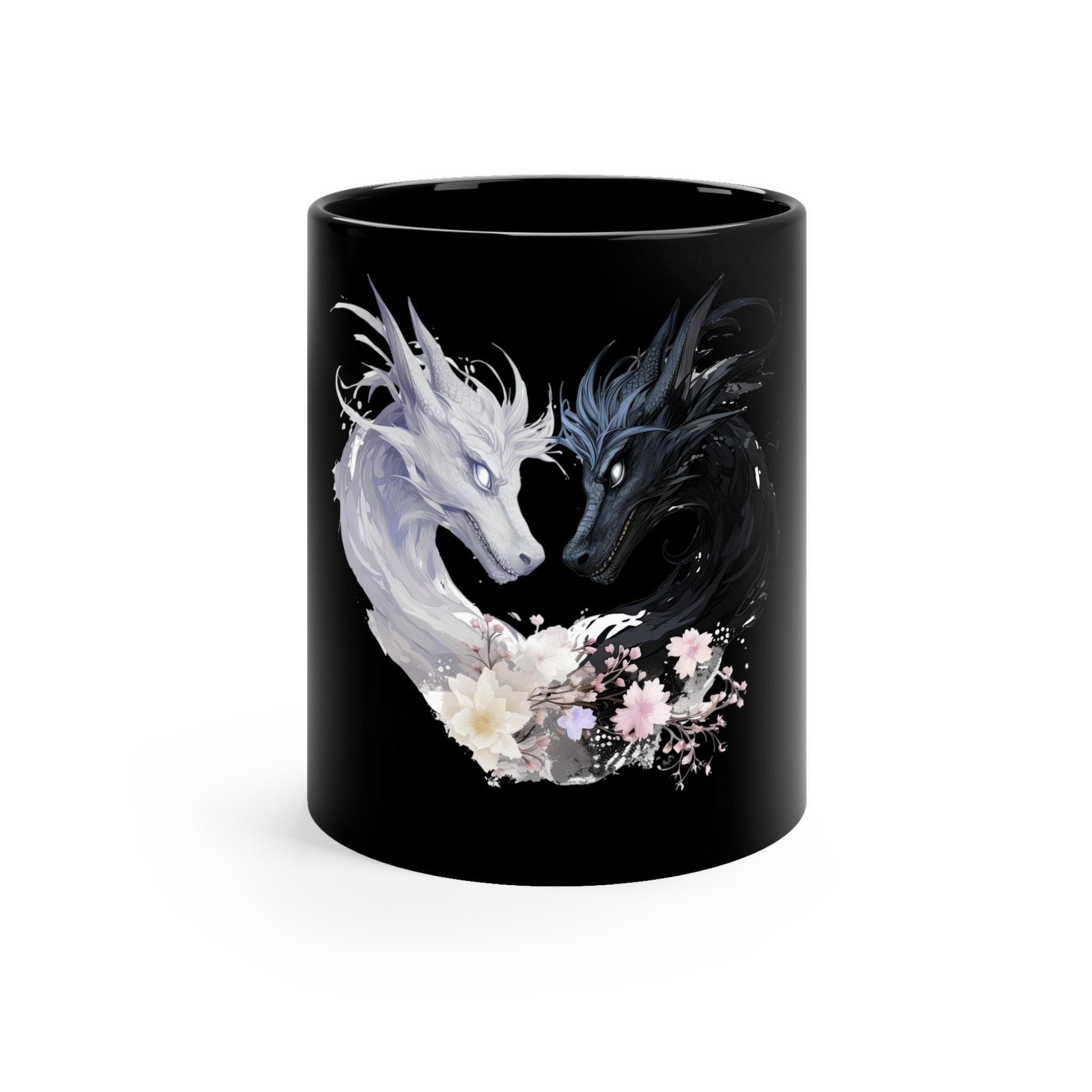 Yin Yang Dragon Mug,year of the Dragon Black Ceramic Mug, Dragon Coffee ...