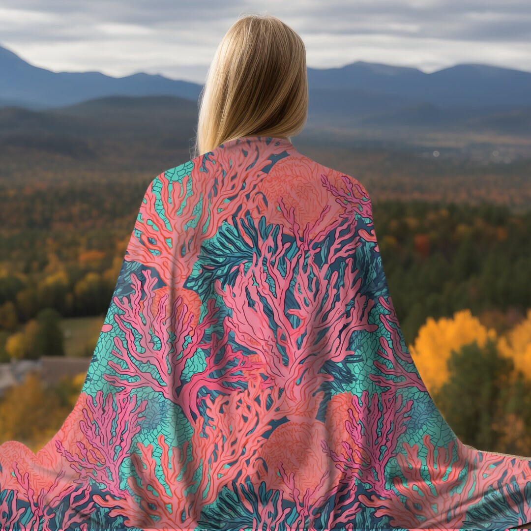 Coral Reef Tropical Throw Blanket, Island Vibes Velveteen Throw Blanket ...