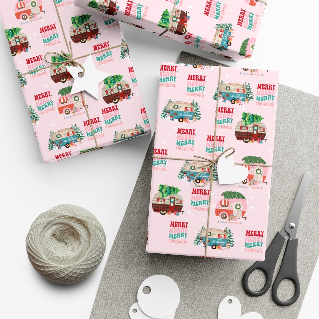 Pink Camper Wrapping Paper, Pink Wrapping Paper, Camper Home Wrapping ...