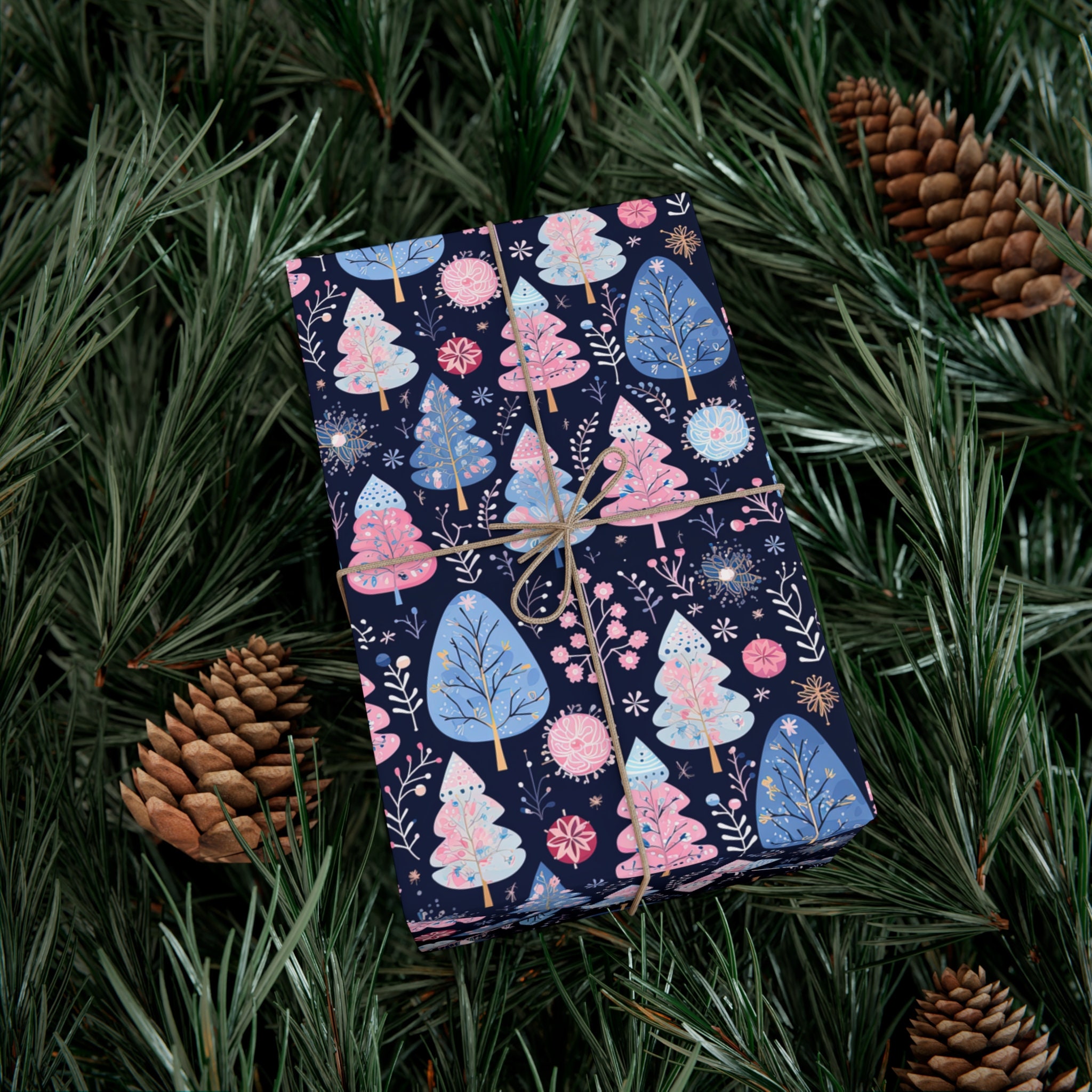 Preppy Christmas Wrapping Paper, Retro Wrapping Paper, Festive Wrapping ...