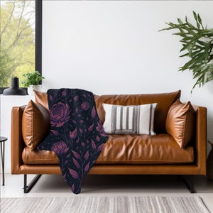 Dark Fall Aesthetic Throw Blanket, Dark Moody Throw Blanket, Dark Peony ...