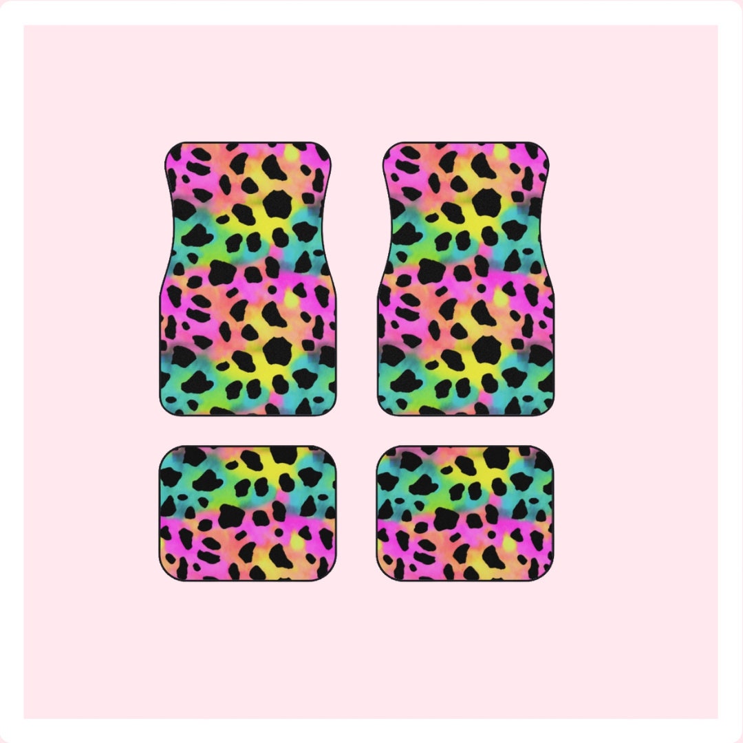 Colorful Rainbow Cheetah Car Mats, Cute Colorful Car Mats, 90s Retro ...