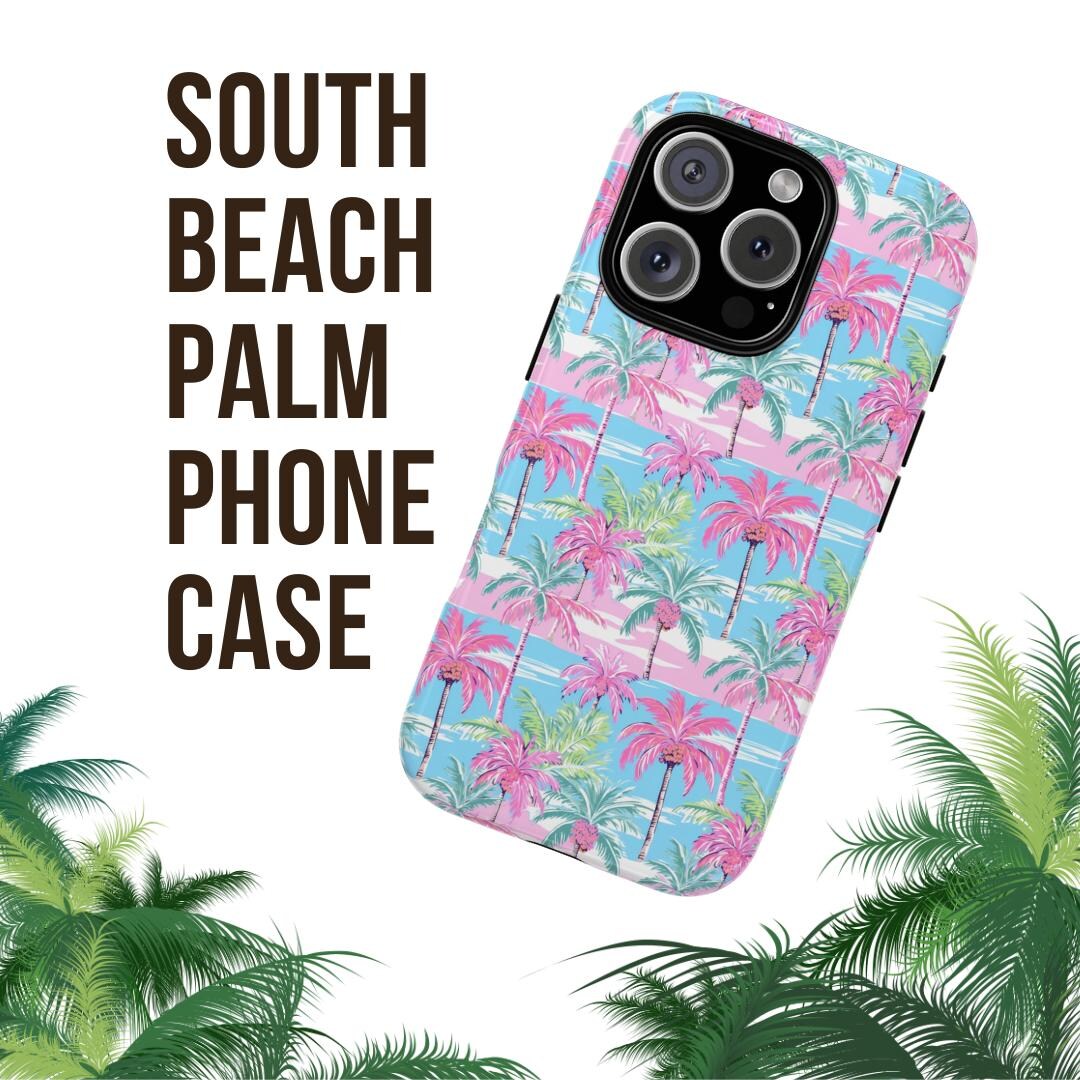 Preppy Custom South Beach Tropical Palm Print Durablecell Phone Case ...