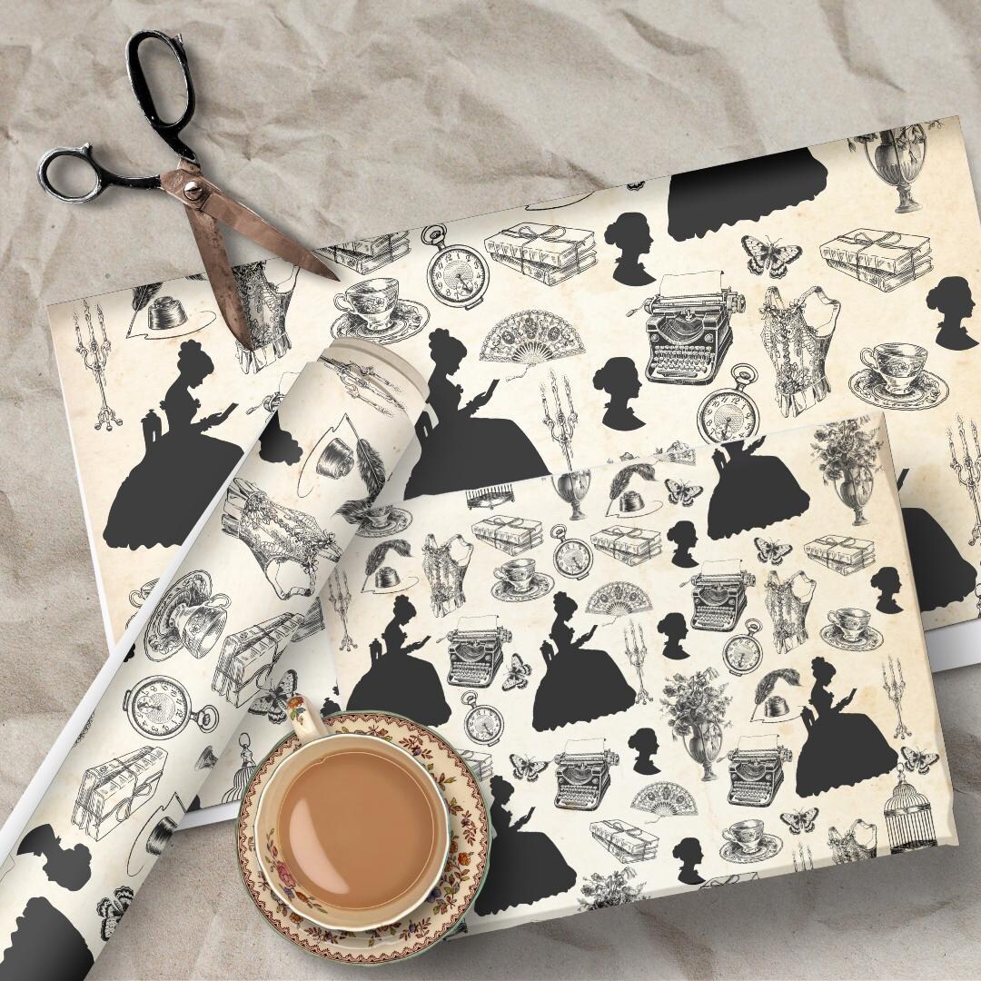 Victorian Themed Gift Wrapping Paper, Victorian Poet Wrapping Paper ...