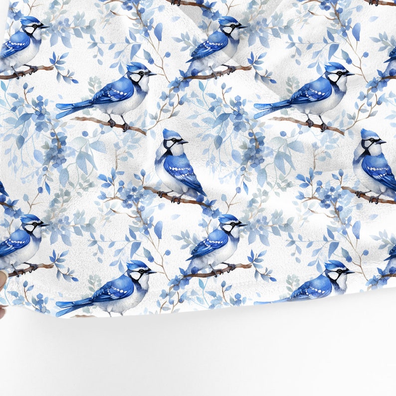 Blue Jay Plush Velveteen Throw Blanket, Bird Print - Etsy