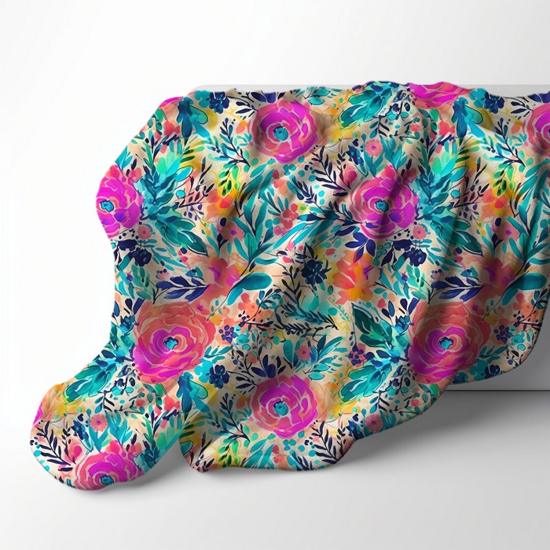 Pretty Spring Throw Blanket, Preppy Floral Throw Blanket, Bright Throw ...