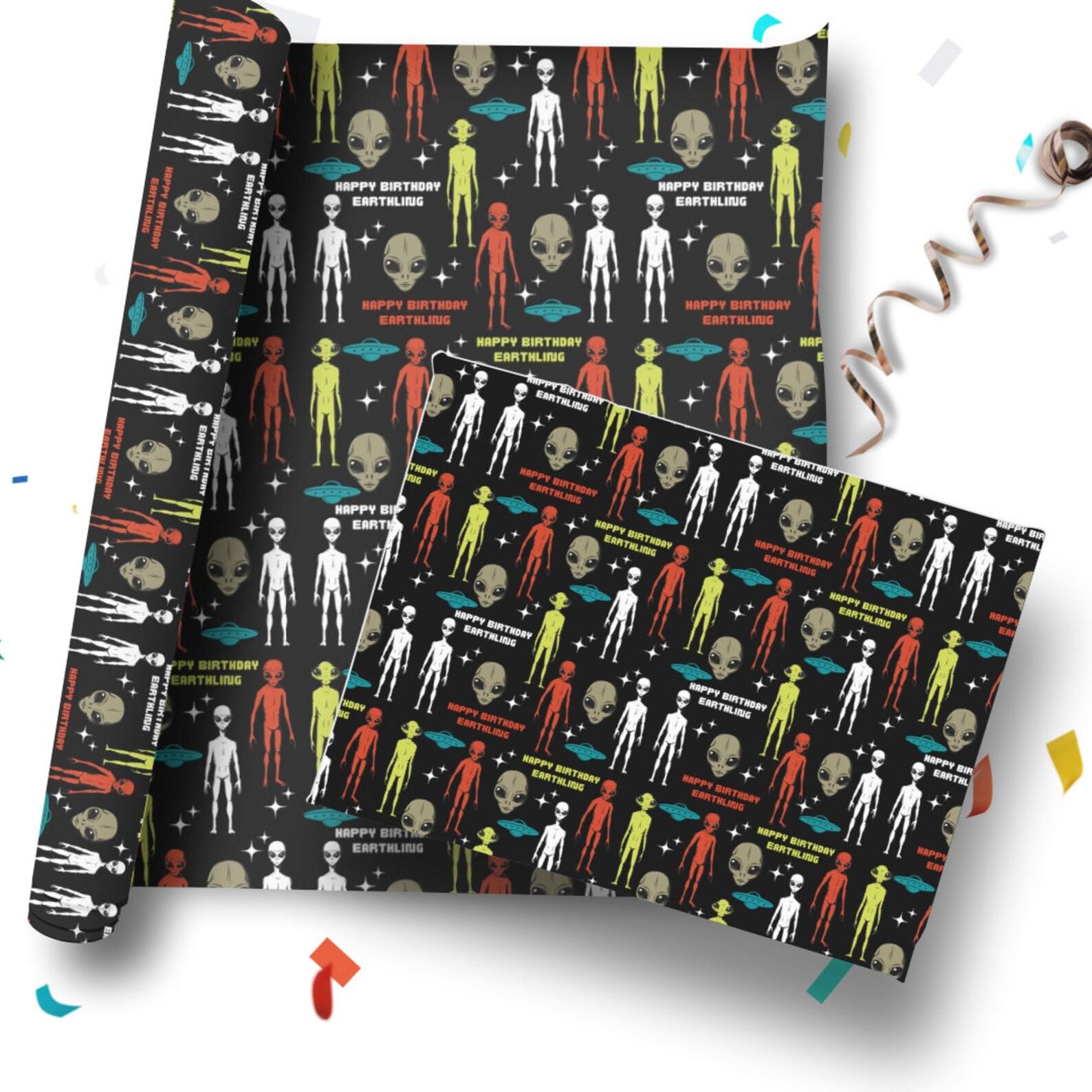 Alien Wrapping Paper, Custom Wrapping Paper, Sci Fi Wrapping Paper ...