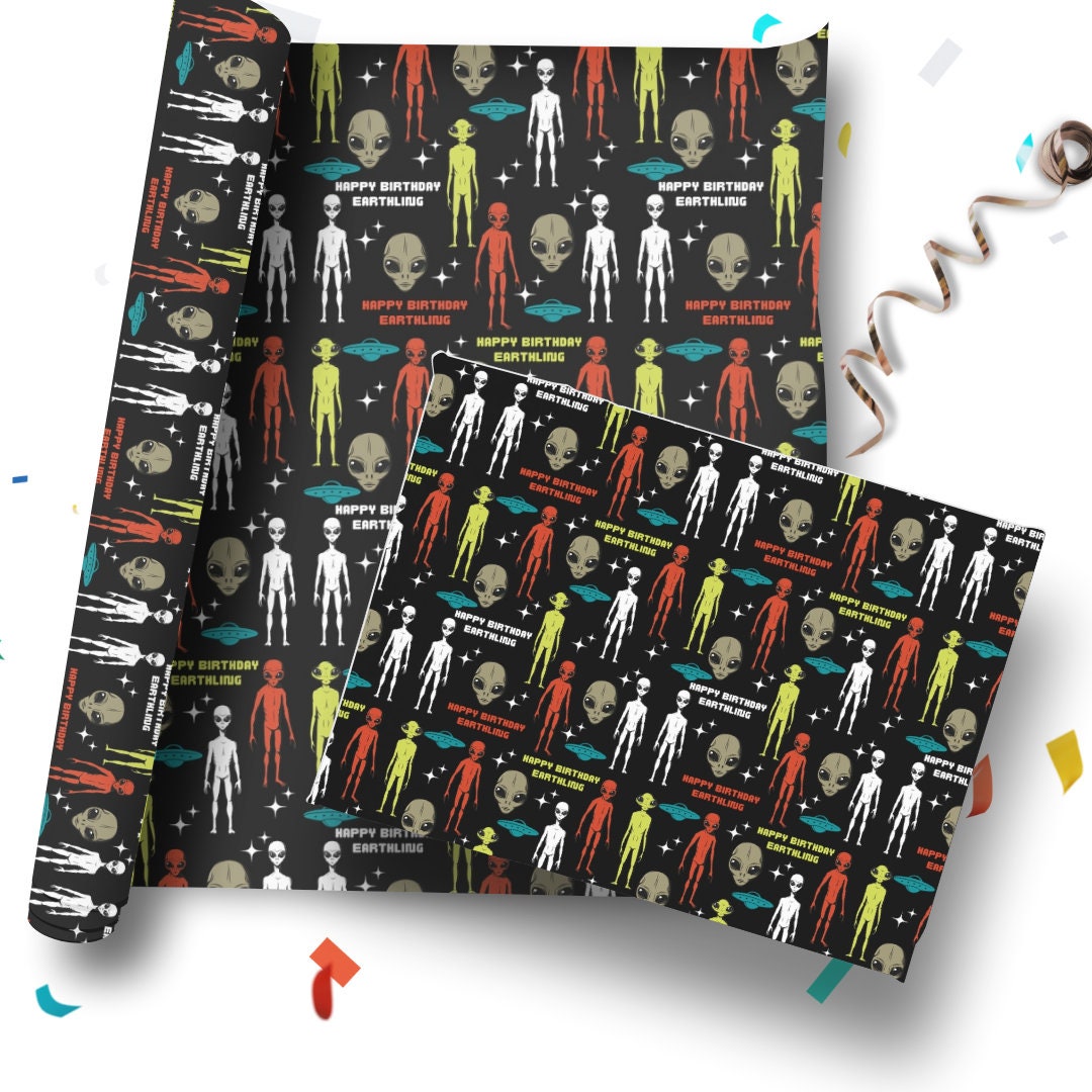 Alien Wrapping Paper, Custom Wrapping Paper, Sci Fi Wrapping Paper ...