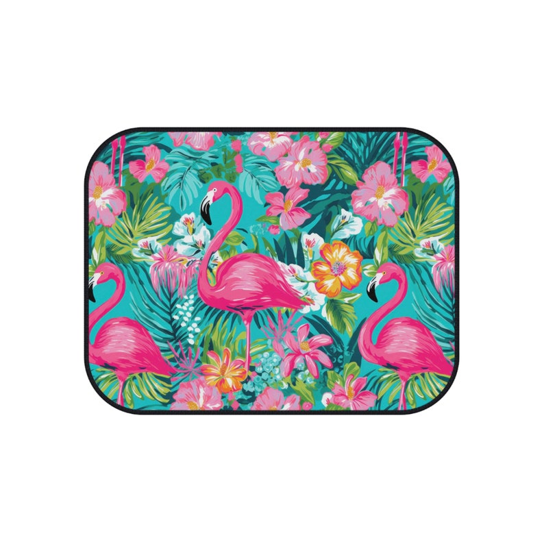Tropical Flamingo and Hibiscus Car Mats, Tropical Floor Mats, Summer ...