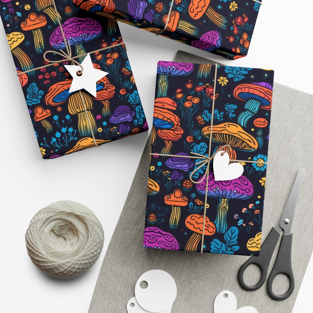 Mushroom Wrapping Paper, Groovy Wrapping Paper, Hippie Vibes Wrapping ...