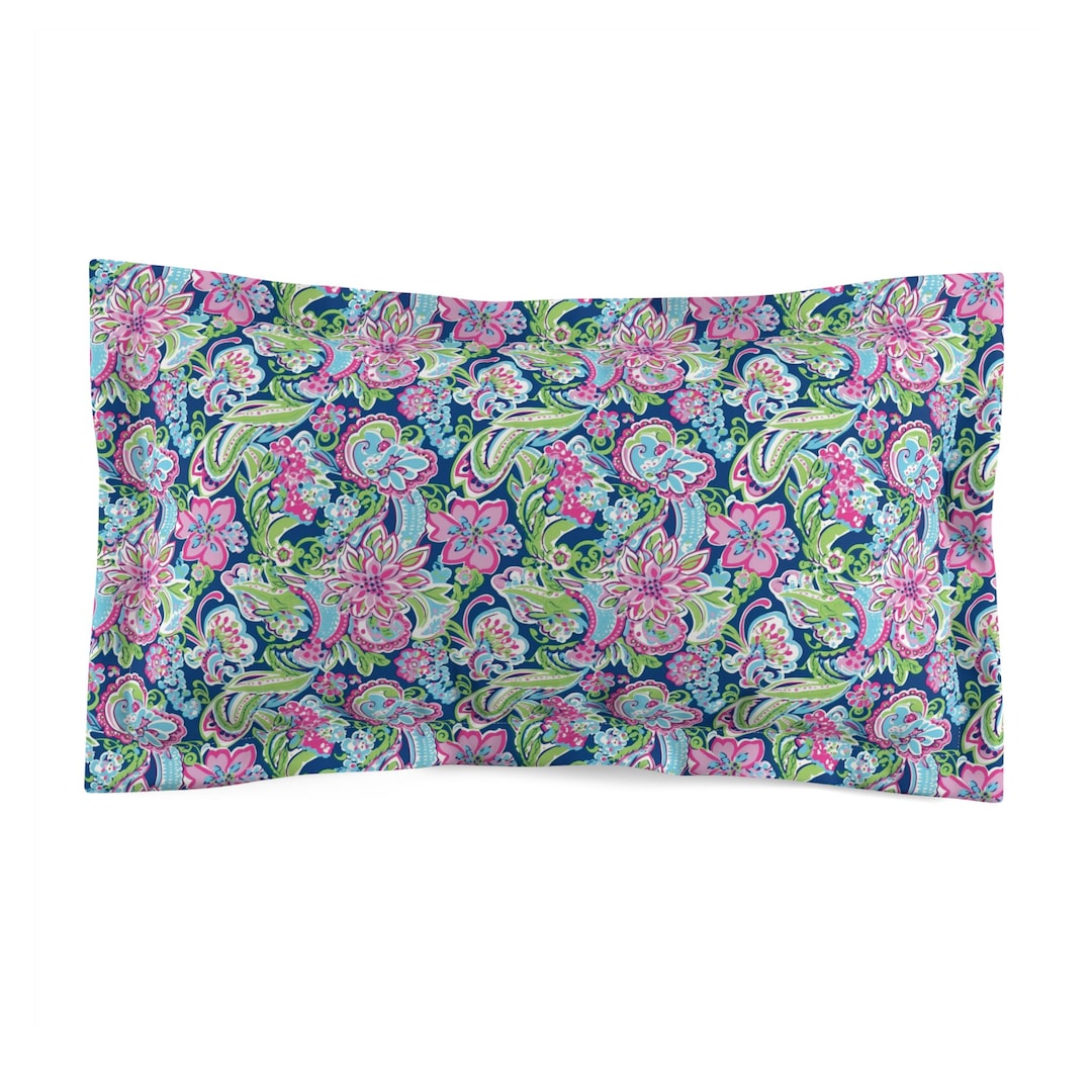 Preppy Paisley Print Pillow Shams, King Size Pillow Sham, Coastal Home ...