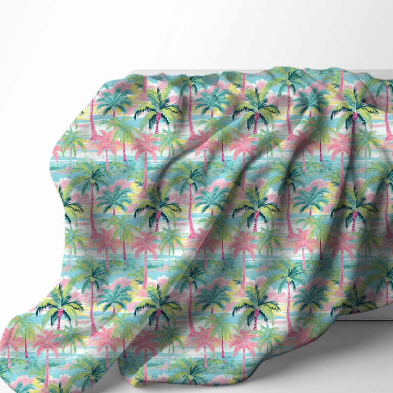 Preppy Palm Tree Blanket, Preppy Coastal Throw Blanket, Coastal Home ...