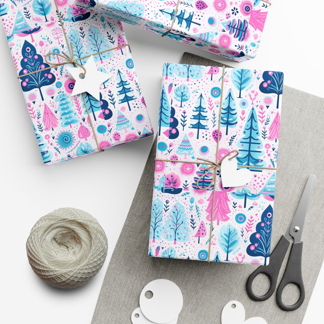 Preppy Christmas Wrapping Paper, Retro Wrapping Paper, Festive Wrapping ...