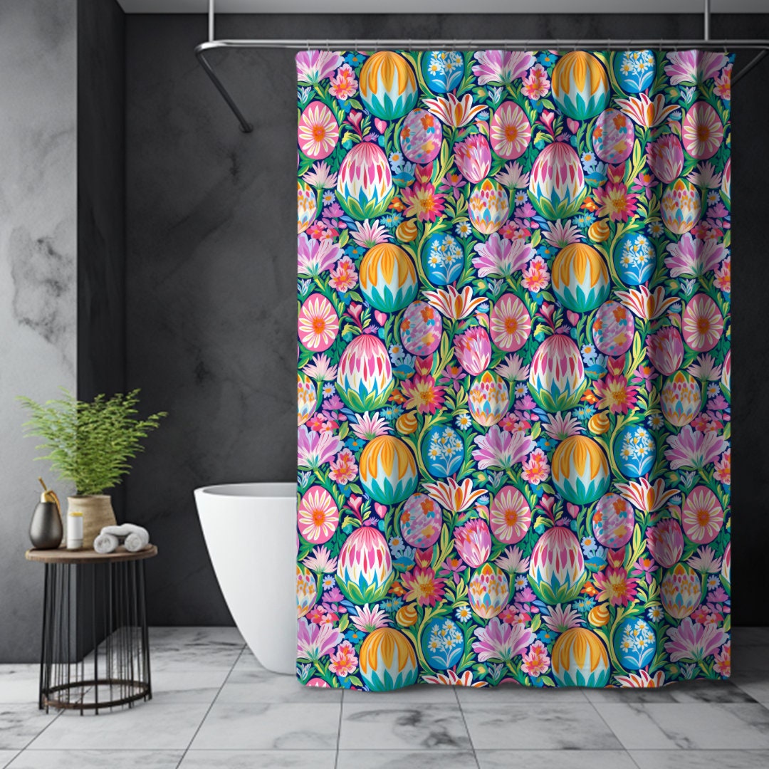 Custom Easter Shower Curtain, Fabric Shower Curtain, Spring Shower ...