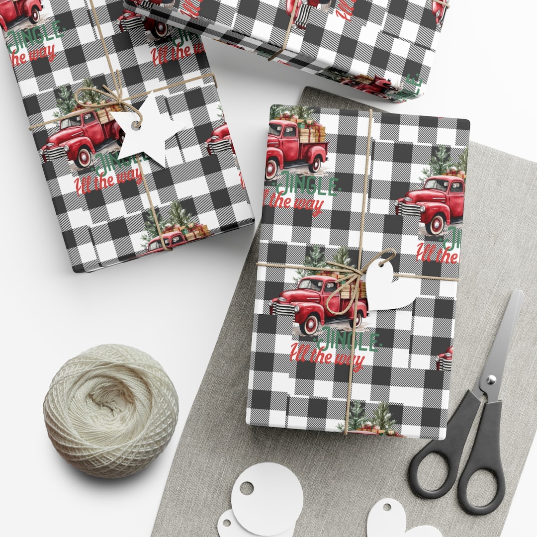 Buffalo Plaid Wrapping Paper, Farm Truck Wrapping Paper, Farmhouse ...