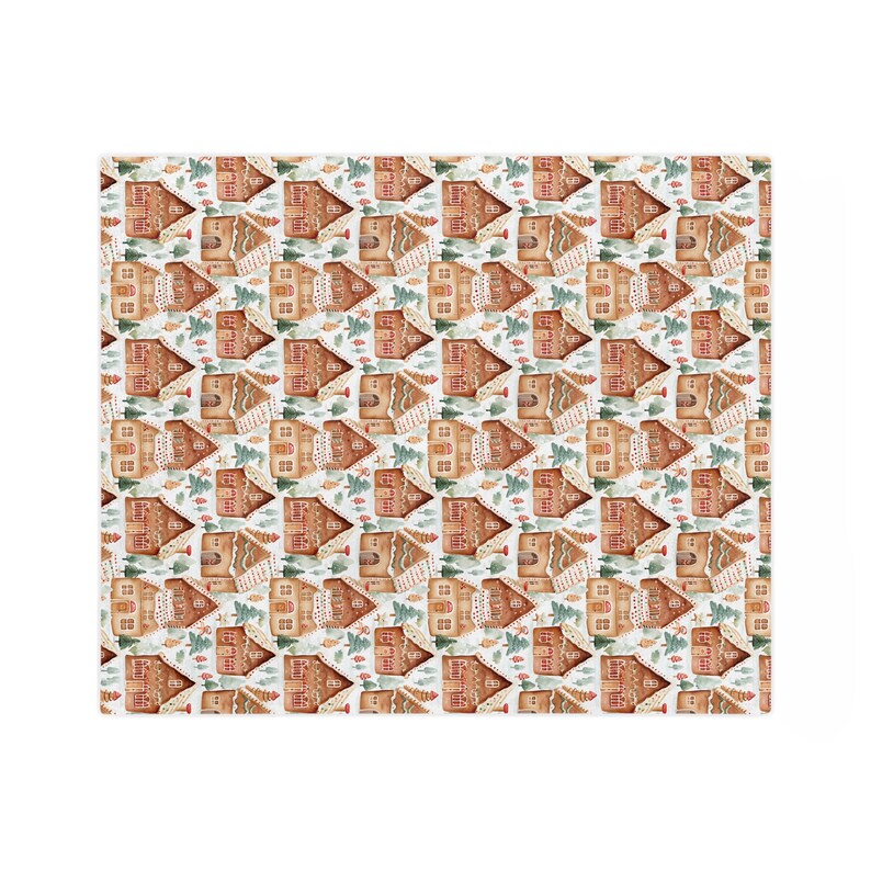 Gingerbread Throw Blanket, Cute Gingerbread House Throw Blanket, White ...