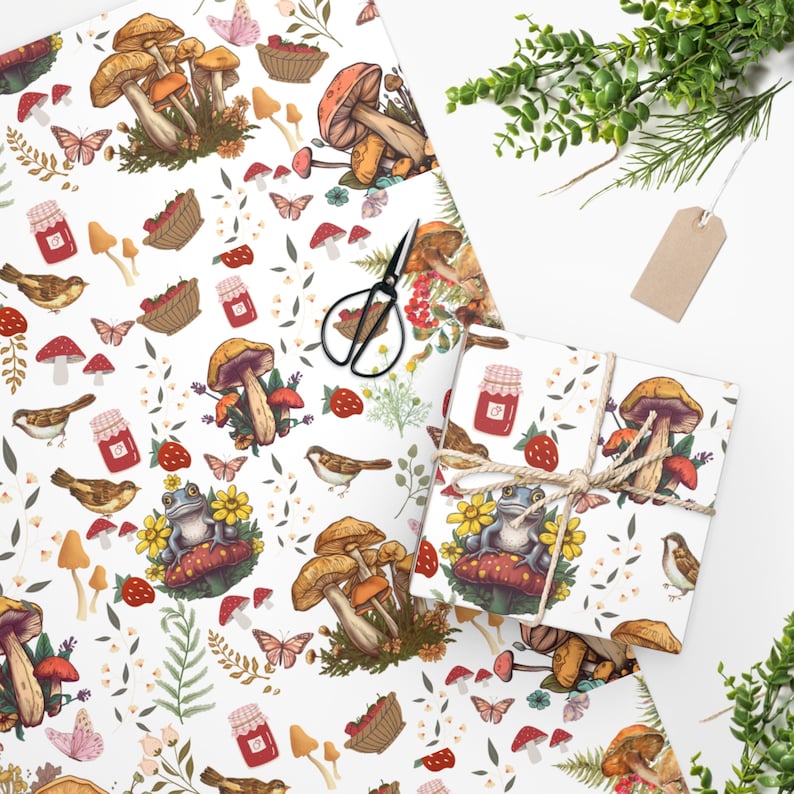 Cottagecore Wrapping Paper Cottage Core Birthday Mushroom - Etsy
