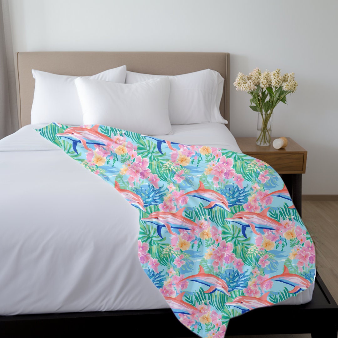 Preppy Home Decor, Preppy Room Decor, Coastal Blanket, Dolphin Blanket ...