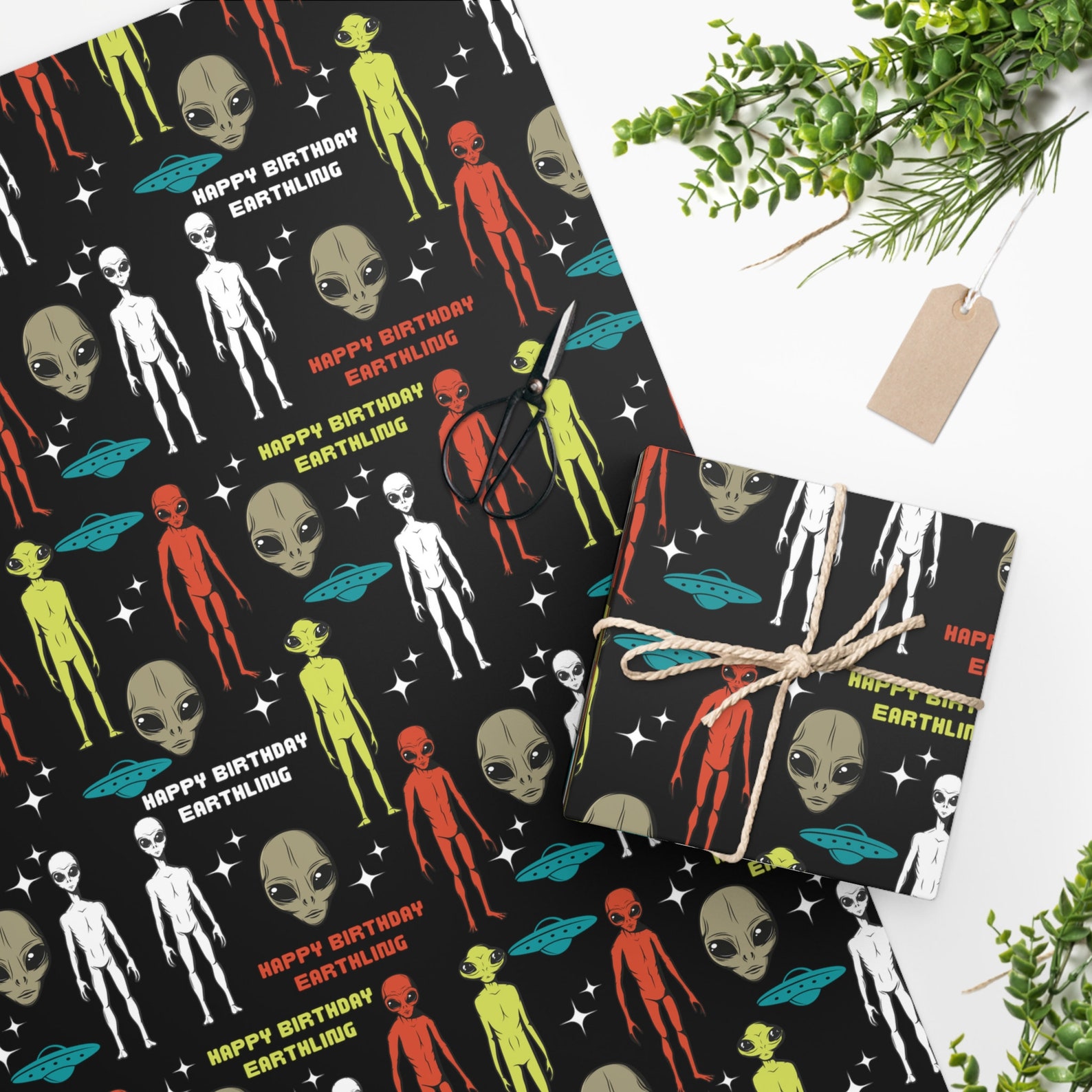 Alien Wrapping Paper, Custom Wrapping Paper, Sci Fi Wrapping Paper ...