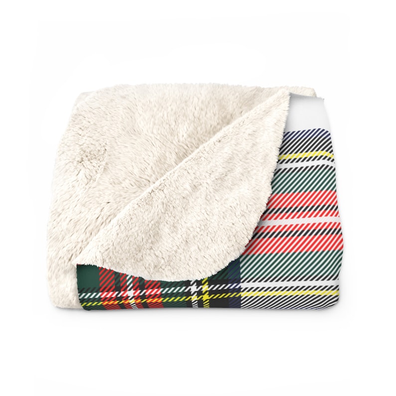 Preppy Scottish Tartan Plaid Sherpa Fleece Blanket, Christmas Home ...