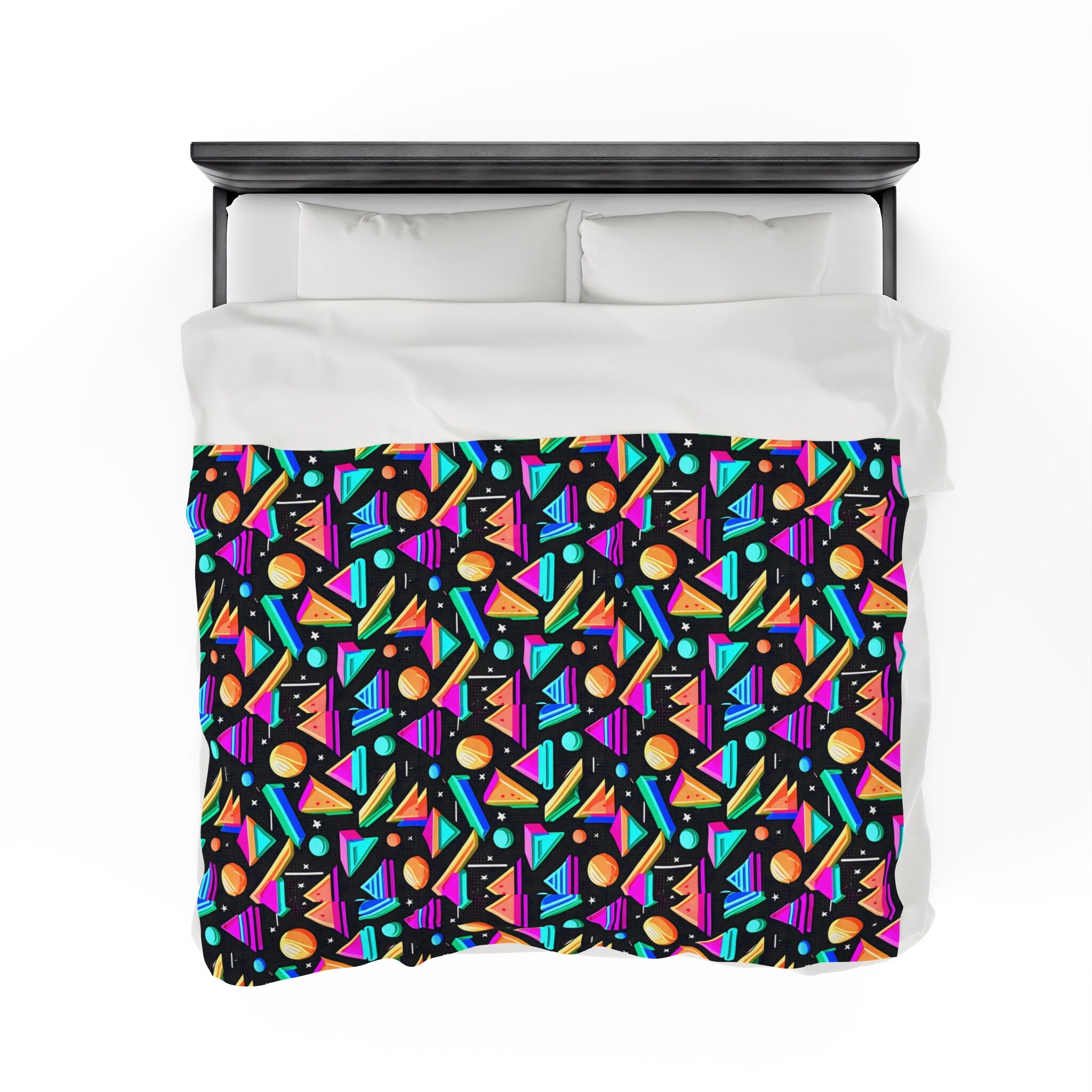80s Retro Room Decor, 80s Theme Bedroom, 80s Geometric Print Bedding ...