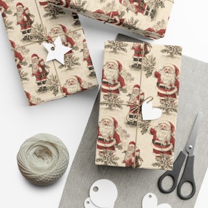 Vintage Christmas Wrapping Paper, Retro Santa Wrapping Paper, Vintage ...