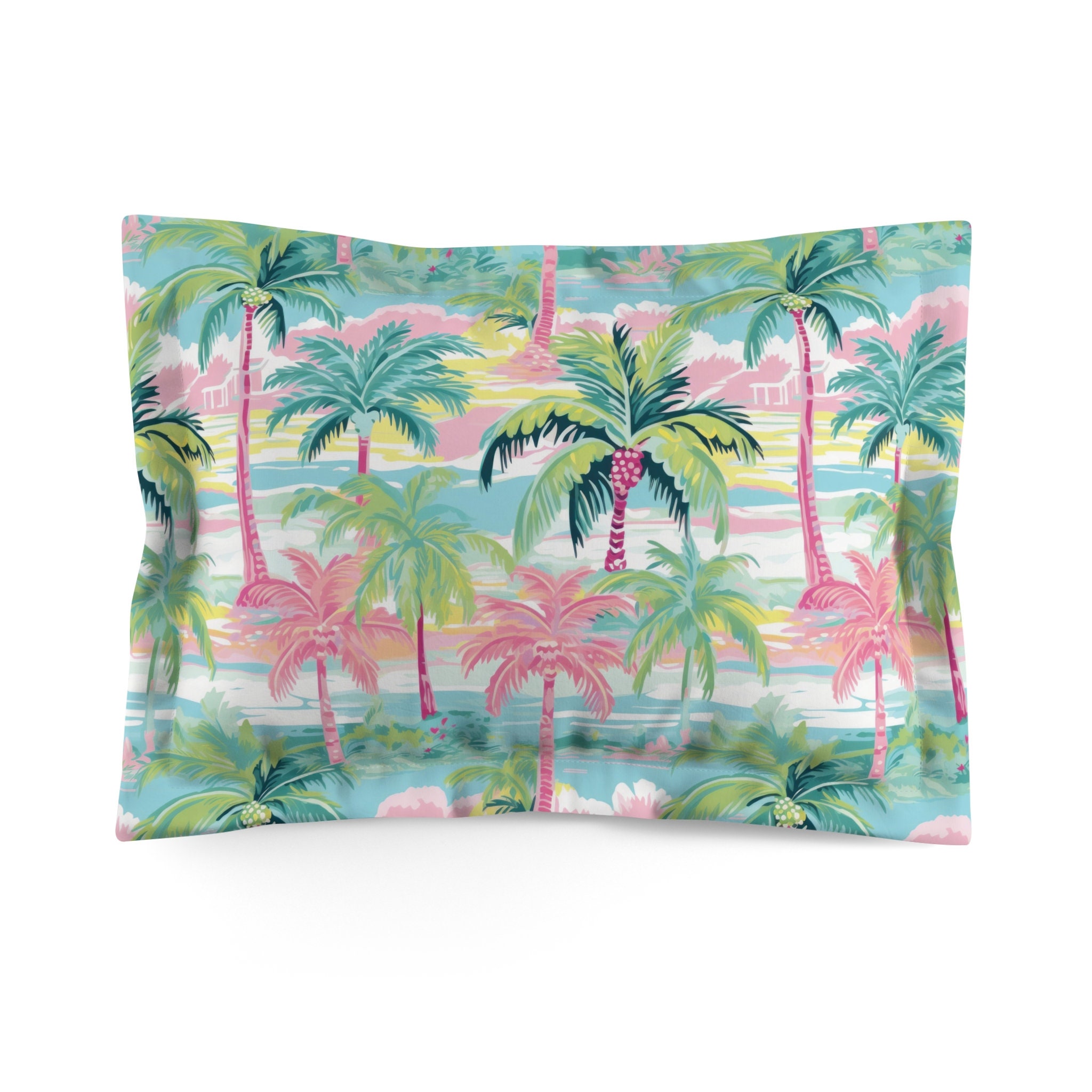 Preppy Palm Tree Pillow Shams, Coastal Pillow Shams, Preppy Pastel ...