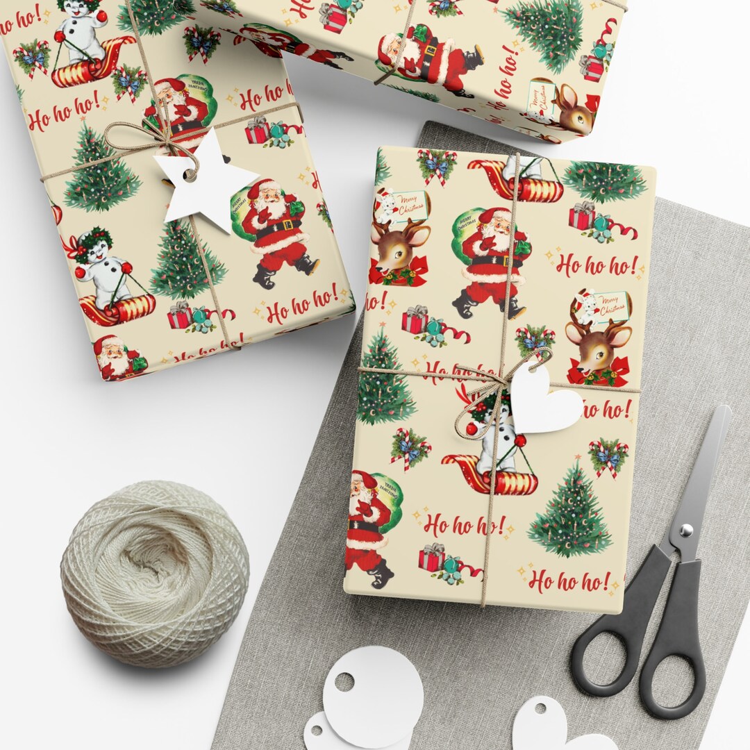 Retro Wrapping Paper, Vintage Wrapping Paper, Mid Century Wrapping ...