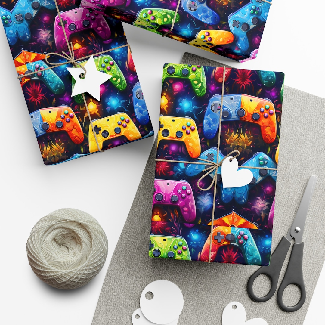 Gamer Wrapping Paper, Controller Wrapping Paper, Gaming Addiction ...