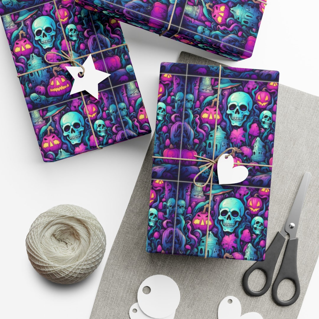 Halloween Wrapping Paper Skull Wrapping Paper Girly - Etsy