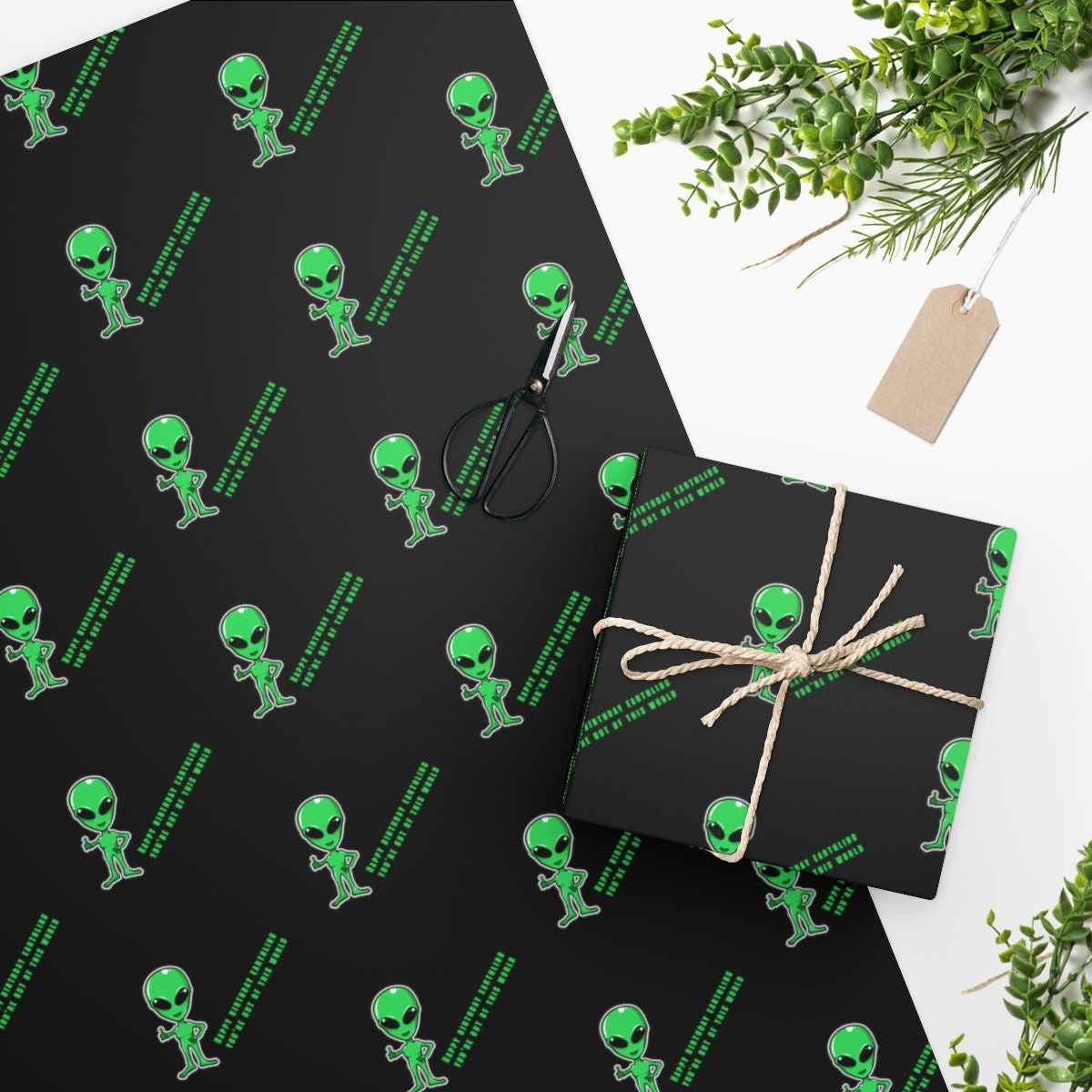 Alien Sci Fi Birthday Wrapping Paper, Alien Gift Wrapping Paper ...