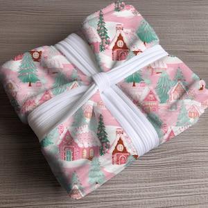 Pink Gingerbread House Throw Blanket, Cute Pink Christmas Blanket, Pink ...