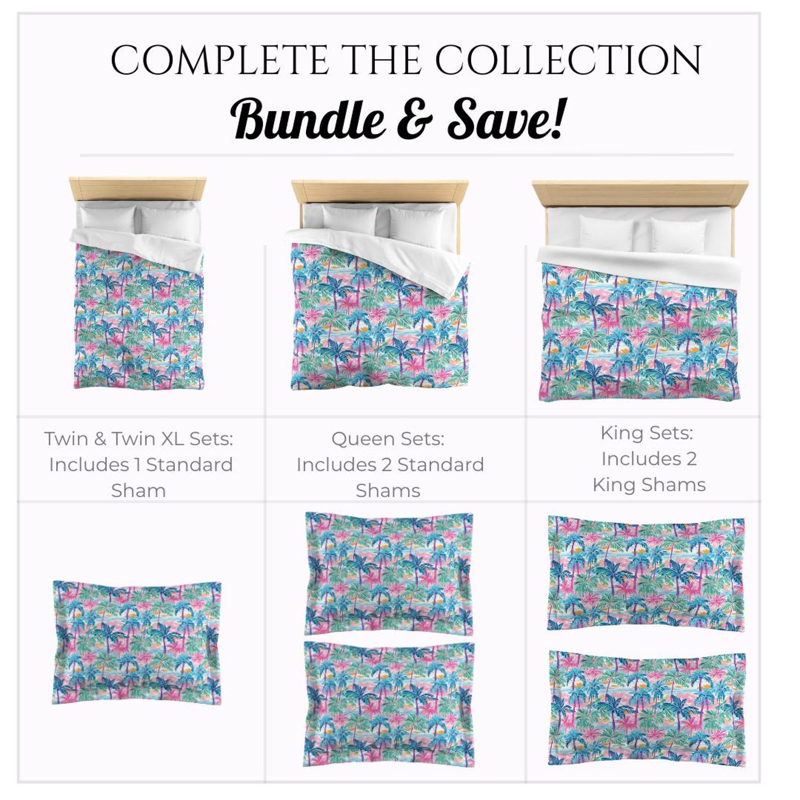 Preppy Palm Print Duvet Cover, Baby Blue Duvet Cover, Coastal Bedding ...