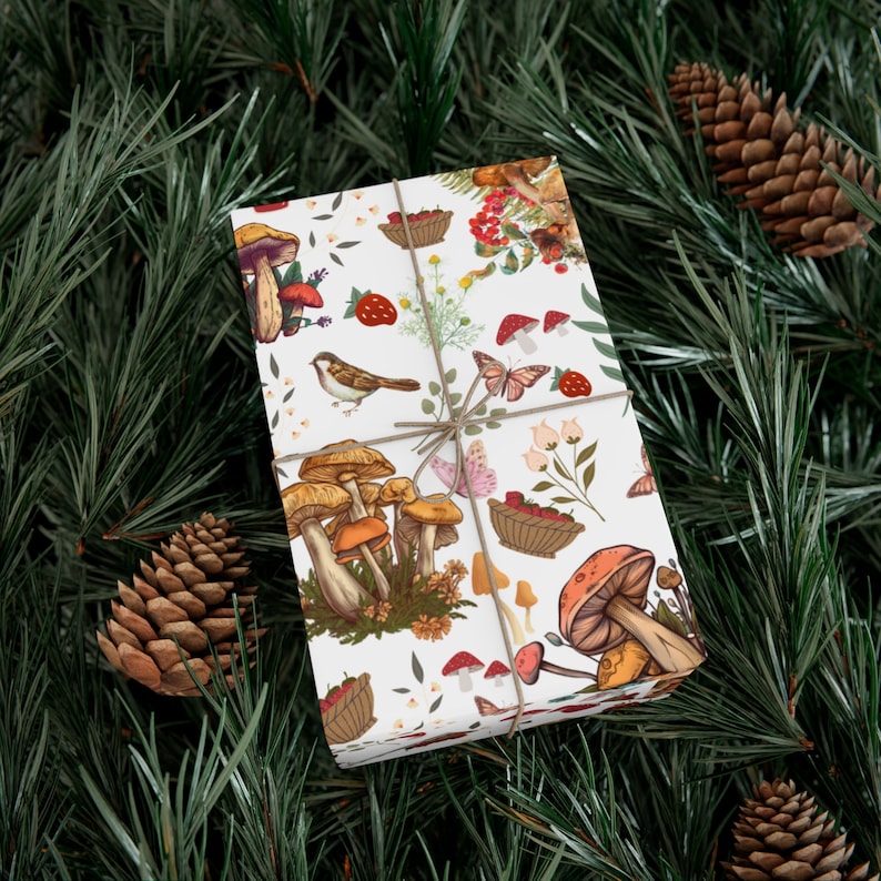 Cottagecore Wrapping Paper, Cottage Core Birthday, Mushroom Wrapping ...